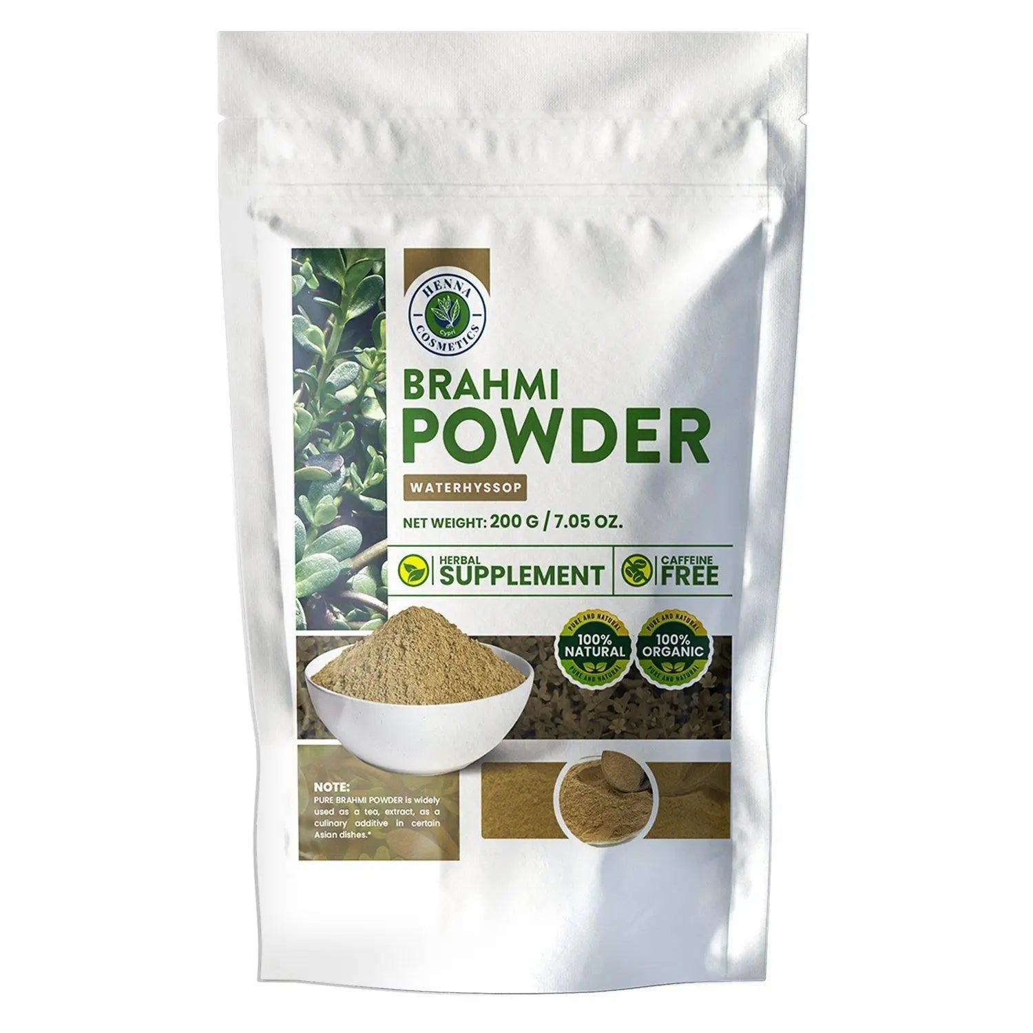 Brahmi Powder 200 Grams (7.05 oz.) Herbal Supplement - Henna – Henna ...
